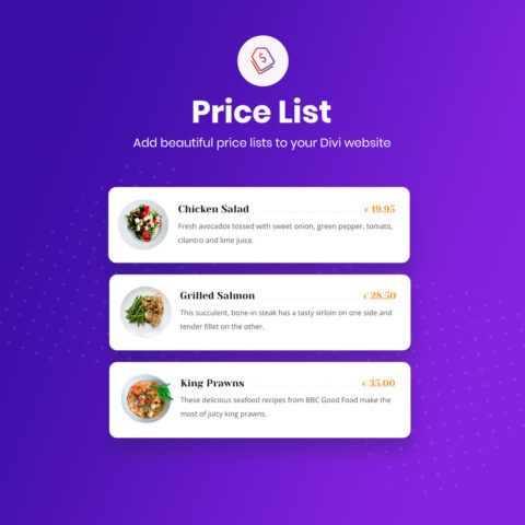 Price List - The Best Modules for Divi